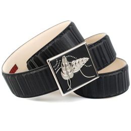 Anthoni Crown Damen Lederg&uuml;rtel Automatik G&uuml;rtel mit floralem Design schwarz 100