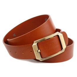Anthoni Crown Herren Lederg&uuml;rtel mit Schlie&szlig;e in altmessing braun 105