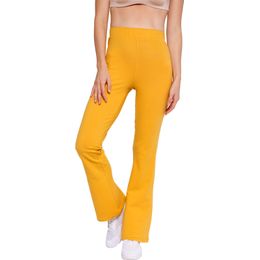 Damen Freizeithose in Schlaghosen-Form ocker, Gr&ouml;&szlig;e 54