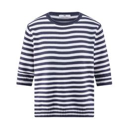 Peter Hahn - Rundhals-Pullover mit Rollkante, blau, Gr. 38 / S - Baumwolle