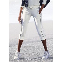 H.I.S. H.I.S Caprihose braun Gr. 32/34 f&uuml;r Damen. Mit Bindeband, Logostickerei, Piping, Logoschriftzug. Bequem. Nachhaltig.
