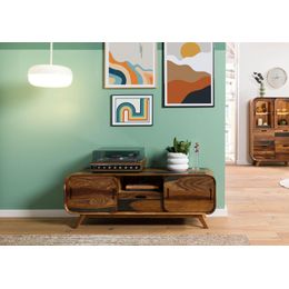 TV-Board Sheesham 134x40x48 dunkelbraun lackiert MAILAND #225