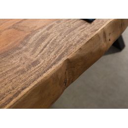 Baumtisch Sheesham 180x90x77 grau gebeizt / X-Beine anthrazit matt FREEFORM 5
