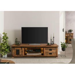 TV-Board Mango / Altholz 200x55x50 natur lackiert RAILWAY LUX #131