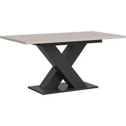 Esstisch Home Affaire "Motus, ausziehbar 150 -190 cm, inklusive 40 cm Einlegeplatte", schwarz (grau, kaschmir, grau, kaschmir), B:150cm H:76cm T:90cm, Tische, Esstisch, X-Gestell mit Bodenplatte, Tisch, K&uuml;chentisch, Esszimmer, K&uuml;che