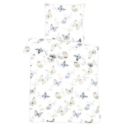 Bettw&auml;sche Apelt "Papillon", wei&szlig;, B/L: 135cm x 200cm, 1 Stk., 1 Stk., Satin, B/L: 80cm x 80cm, 2 tlg., Satin, Obermaterial: 100% Baumwolle, Bettw&auml;sche, Bettw&auml;sche, Bettw&auml;sche-Set mit Rei&szlig;verschluss, Baumwoll-Satin, Digitaldruck