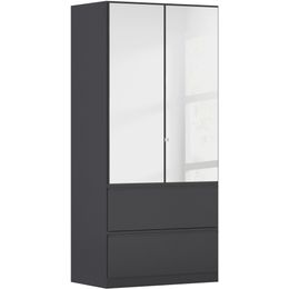 Dreht&uuml;renschrank Rauch "Kleiderschrank Schrank Garderobe COSTA in den Breiten 91/136/181 cm", grau (graumetallic, eingriffe graumetallic), B:91cm H:197cm T:54cm, Holzwerkstoff, Schr&auml;nke, Dreht&uuml;renschrank, mit Spiegel, grifflose Front und Push-to-Open Funktion MADE IN GERMANY