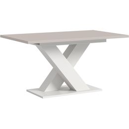 Esstisch Home Affaire "Motus, ausziehbar 150 -190 cm, inklusive 40 cm Einlegeplatte", wei&szlig;, kaschmir, wei&szlig;, kaschmir, B:150cm H:76cm T:90cm, Tische, Esstisch, X-Gestell mit Bodenplatte, Tisch, K&uuml;chentisch, Esszimmer, K&uuml;che