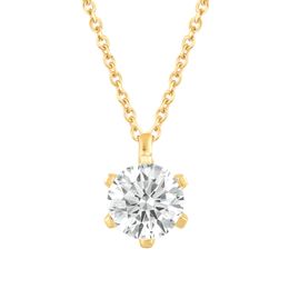 Kette mit Anh&auml;nger ONE ELEMENT "Collier Halskette aus 585 Gold - 45 cm", gold, Halsketten, Damen, 45cm, 0,25, Diamanten Gelbgold 585 Gold, Diamanten, Gelbgold 585, Gold, mit 1 Lab Grown Diamant 0,25 ct