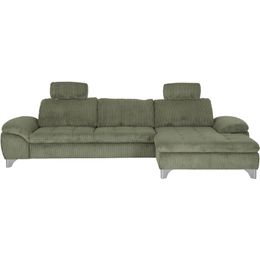 Ecksofa DIE PLANBAR "MP-IN14007", cord forest, B:318cm H:84cm T:180cm, 100% Polyester, Sofas, Ecksofa, wahlweise mit Bettfunktion und verstellbaren Kopfst&uuml;tzen