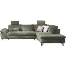 Ecksofa DIE PLANBAR "MP-IN14007, Breite 306 & 318 cm w&auml;hlbar", cord forest, B:306cm H:84cm T:197cm, 100% Polyester, Sofas, Ecksofa, wahlweise mit Bettfunktion und verstellbaren Kopfst&uuml;tzen