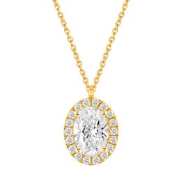 Kette mit Anh&auml;nger ONE ELEMENT "Collier Halskette aus 585 Gold - 45 cm", gold, Halsketten, Damen, 45cm, 0,6 mit Brillanten, Diamanten Gelbgold 585 Gold, Diamanten, Gelbgold 585, Gold, mit 19 Lab Grown Diamanten 0,6 ct