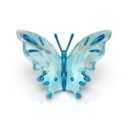 Tierfigur Swarovski "Kristallfigur Sammelfigur IDYLLIA BUTTERFLY TURQUOISE", blau, t&uuml;rkis, Dekofiguren, B/H/T: 5,3cm, Schmetterling, Metall, Swarovski Kristall, Swarovski Kristall, H:5,3cm