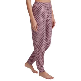 Pyjamahose Calida "Favourites Botanic", Damen, Gr. S (40/42), N-Gr, lila (lilas), Single Jersey, Obermaterial: 100% Baumwolle, bequem lang, Hosen Pyjamahose, weich, Gummizug, Cotton, Single Jersey Qualit&auml;t, Ges&auml;&szlig;tasche