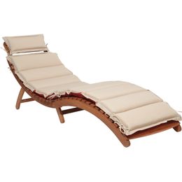 Gartenliege Merxx "Havanna", braun, Obermaterial: 100% Polyester. F&uuml;llung: 100% Polyurethan, Gartenliegen, Gartenliege, Eukalyptus, braun/grau, inkl. Wendeauflage