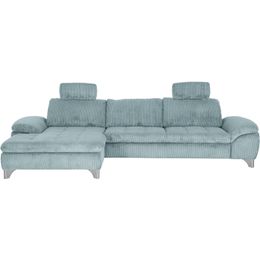 Ecksofa DIE PLANBAR "MP-IN14007", cord aqua, B:318cm H:84cm T:180cm, 100% Polyester, Sofas, Ecksofa, wahlweise mit Bettfunktion und verstellbaren Kopfst&uuml;tzen