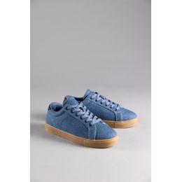 Sneaker ANISTON SHOES, Damen, Gr. 38, blau (jeansblau), Lederimitat, Textil, Schuhe Sneaker, Freizeitschuh, Halbschuh, Schn&uuml;rschuh in Jeans-Optik