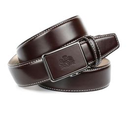 Anthoni Crown Herren Lederg&uuml;rtel mit Kontrast Stitching braun 115