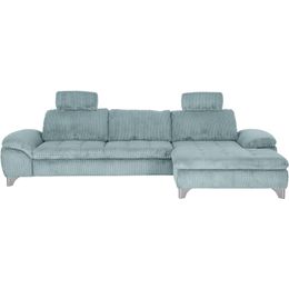 Ecksofa DIE PLANBAR "MP-IN14007", cord aqua, B:318cm H:84cm T:180cm, 100% Polyester, Sofas, Ecksofa, wahlweise mit Bettfunktion und verstellbaren Kopfst&uuml;tzen