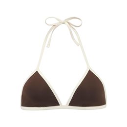 Triangel-Bikini-Top Copenhagen Studios "Emma", Damen, Gr. 42, Cup C/D, braun (chocolate), Recycling-Polyamid, Bikini-Oberteile, mit Kontrastdetails