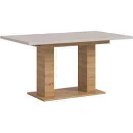 Esstisch Home Affaire "Motus, ausziehbar 150 -190 cm, inklusive 40 cm Einlegeplatte", artisan eiche nachbildung, kaschmir, artisan eiche nachbildung, kaschmir, B:150cm H:76cm T:90cm, Tische, Esstisch, Doppels&auml;ulengestell mit Bodenplatte, Tisch, Esstisch, K&uuml;che