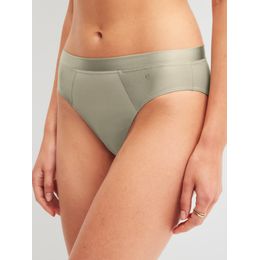 Slip Calida "Cate", Damen, Gr. M (44/46), beige (tea gr&uuml;n), Single Jersey, Obermaterial: 92% Baumwolle, 8% Elasthan, normal, Unterhosen Slip, schimmernde Satin-Blende, femininer Look, Single Jersey, elastisch