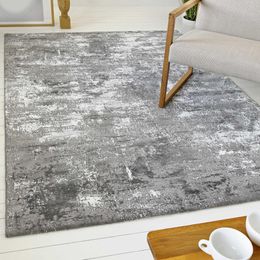 Teppich OTTO HOME "Aeliana", grau, B:80cm H:12mm L:150cm, Polyester, Teppiche, Teppich, weicher Kurzflor, Hoch Tief, Skandi, Vintage, Wohnzimmer, Schlafzimmer