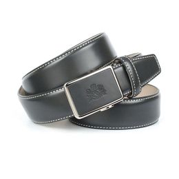 Anthoni Crown Herren Lederg&uuml;rtel mit Kontrast Stitching grau 105