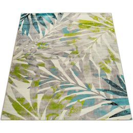 Paco Home Teppich &raquo;Metro 162&laquo; rechteckig 12 mm H&ouml;he Kurzflor, Motiv Bl&auml;tter, ideal im Wohnzimmer & Schlafzimmer bunt Polypropylen (PP) B : 80cm 1 Stk., 12mm, L: