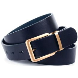 Anthoni Crown Herren Lederg&uuml;rtel in 4 cm breit f&uuml;r den Casual-Look blau 110