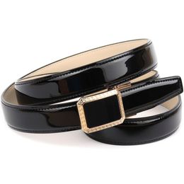 Anthoni Crown Damen Lederg&uuml;rtel Lacklederg&uuml;rtel in schmaler Form schwarz 90
