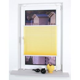 Liedeco Plissee &raquo;Klemmfix Plissee YOUNG COLOURS&laquo; Lichtschutz ohne Bohren in F&uuml;hrungsschienen gelb Obermaterial: 100% Polyester 150cm, zweiseitig verschiebbar,