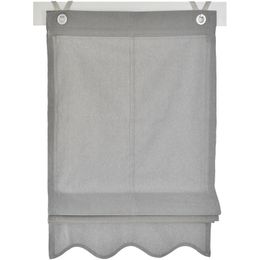 Kutti Raffrollo &raquo;Olivia&laquo; mit Hakenaufh&auml;ngung ohne Bohren freih&auml;ngend blickdicht, Baumwolle, Hakenaufh&auml;ngung grau Obermaterial: 100% Baumwolle 140cm, 