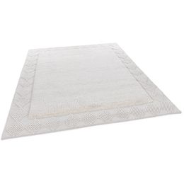 Theko Wollteppich &raquo;Bergen - 630&laquo; rechteckig 5 mm H&ouml;he Handweb Teppich, reine Wolle, handgewebt, Scandi Design, mit Bord&uuml;re wei&szlig; Schurwolle B : 170cm 1