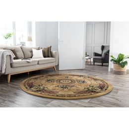 Theko Teppich &raquo;Gabiro 856&laquo; rund 10 mm H&ouml;he Kurzflor, Orient-Optik, ideal im Wohnzimmer & Schlafzimmer beige Kunstfaser &Oslash; 300cm 1 Stk., 10mm, &Oslash; 300cm