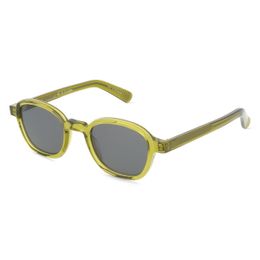 Fielmann MF 049 SUN CL BEN | Unisex-Sonnenbrille | Fassung: Vollrand, Panto, Acetat, Gr&uuml;n Transparent | Glasfarbe: Grau