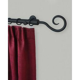 Garesa Gardinenstange &raquo;Ulli&laquo; 1 l&auml;ufig-l&auml;ufig Fixma&szlig; Fixl&auml;nge 120, 160, 200 cm, mit Ringe und Haken schwarz B/L: 120cm, 1 l&auml;ufig