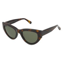 Fielmann MC 623 SUN FA AMY | Damen-Sonnenbrille | Fassung: Vollrand, Butterfly, Acetat Extrudiert, Havanna Dunkel | Glasfarbe: Gr&uuml;n