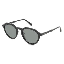 Gant GA00024 | Herren-Sonnenbrille | Fassung: Vollrand, Rund, Acetat, Schwarz Gl&auml;nzend | Glasfarbe: Grau