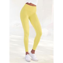 Lascana Damen Lascana Leggings mit breitem B&uuml;ndchen gelb 36/38, N-Gr