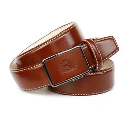 Anthoni Crown Herren Lederg&uuml;rtel mit Kontrast Stitching braun 90