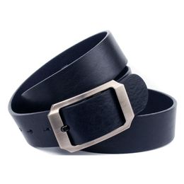 Anthoni Crown Herren Lederg&uuml;rtel Vollleder Jeansg&uuml;rtel in dunkelblau blau 105