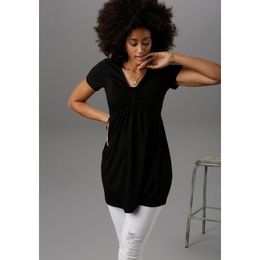 Aniston Selected Damen Aniston SELECTED Tunika mit Raffung im Brustbereich schwarz 44