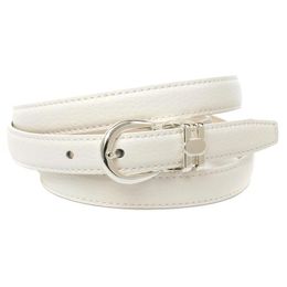 Anthoni Crown Damen Lederg&uuml;rtel in schmaler Form, helle R&uuml;ckseite wei&szlig; 100
