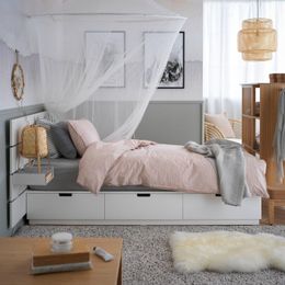 IKEA NORDLI Bettgestell mit Kopfteil und Aufb.