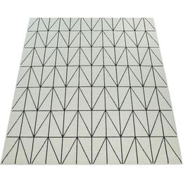 Paco Home Teppich &raquo;Brugge 224&laquo; rechteckig 4 mm H&ouml;he Flachgewebe, modernes gemetrisches Muster, In- und Outdoor geeignet wei&szlig; Polypropylen B : 80cm 1 Stk., 4mm, 