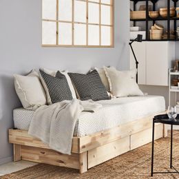 IKEA GLAMBERGET Bettgestell auszieh+Aufbew/2Matratz