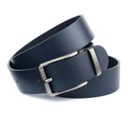 Anthoni Crown Herren Lederg&uuml;rtel Derber Lederg&uuml;rtel mit nat&uuml;rlicher Oberfl&auml;chennarbung blau 105