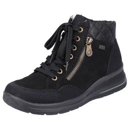 Rieker Damen Winterboots mit Zierrei&szlig;verschluss au&szlig;en schwarz 42