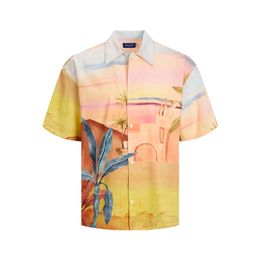 Jack & Jones Jack & Jones Hemd Kurzarmhemd LANDSCAPE SHIRT mit Kentkragen, Knopfleiste und All-Over-Print